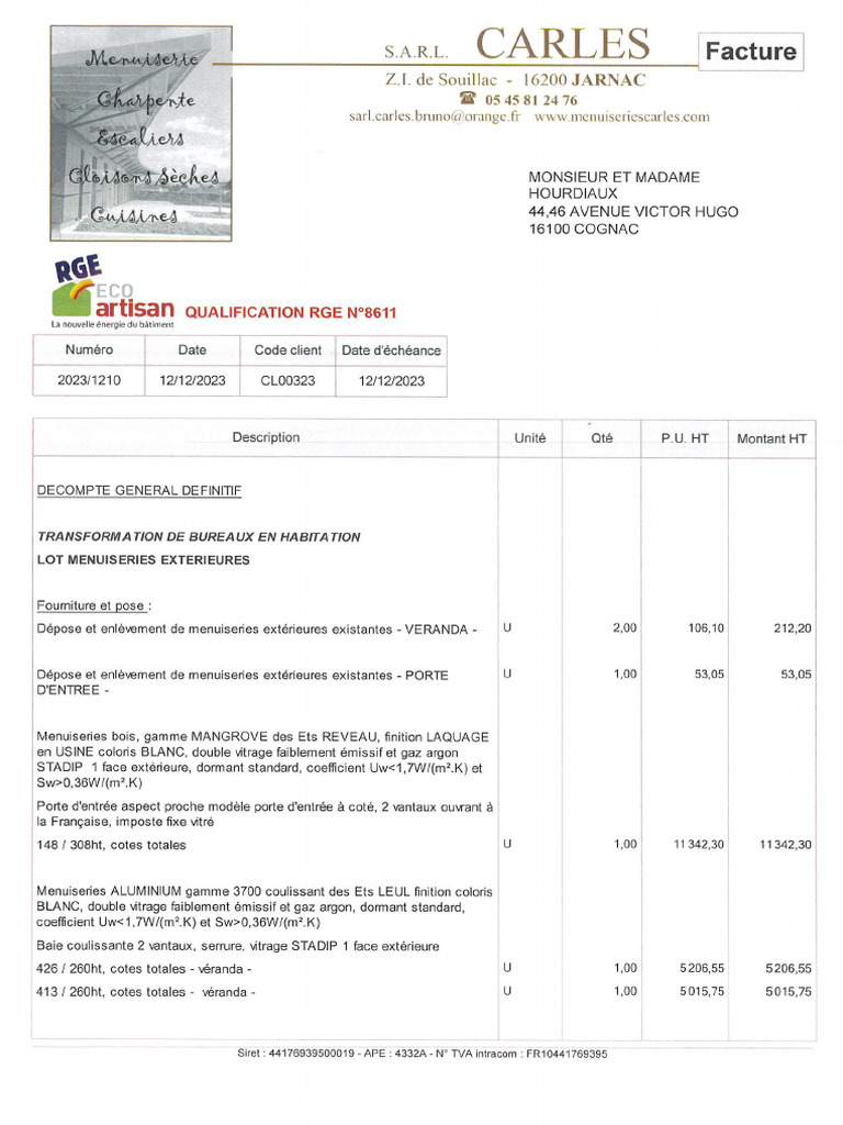 HOURDIAUX Facture | PDF