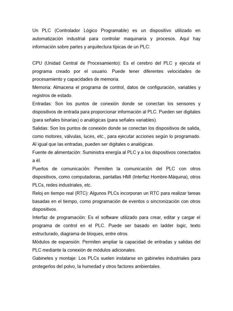 Documento | PDF | Controlador lógico programable | Hardware de la computadora