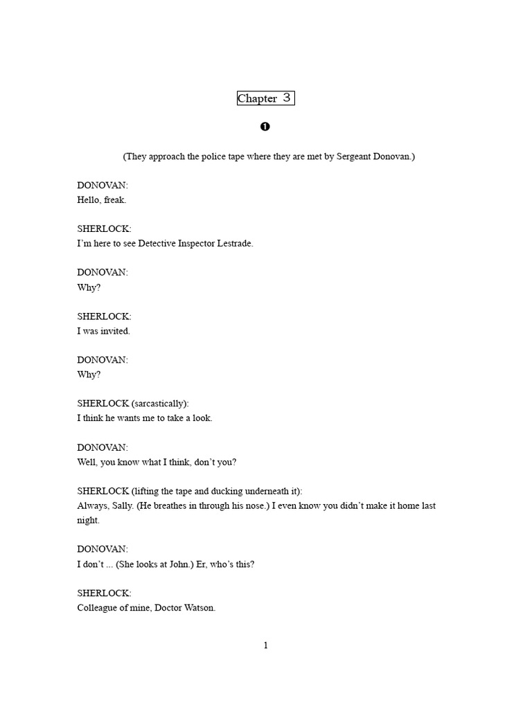 Chapter Sherlock A Study in Pink-Transcript | PDF | Sherlock (TV Series) | Sherlock Holmes