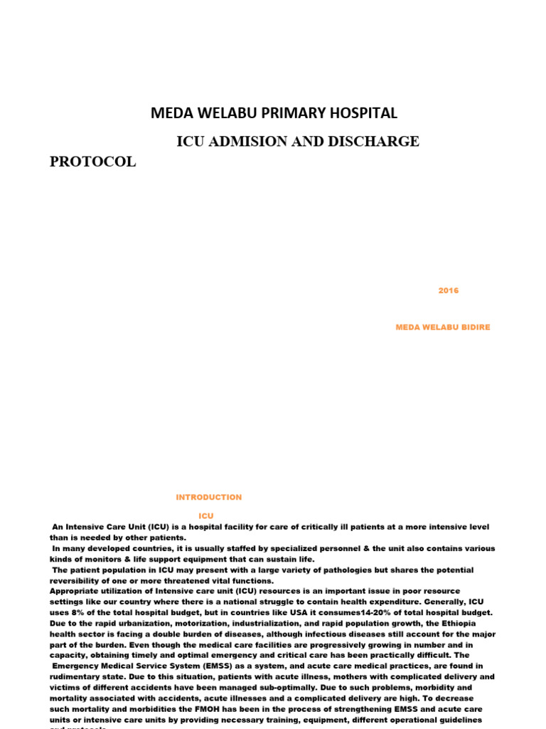 Icu Admission and Discharge Criteria | PDF | Intensive Care Unit ...