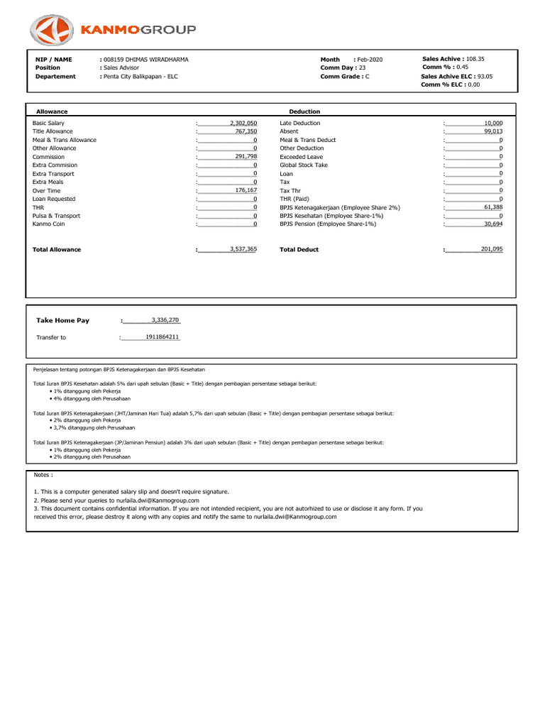 PaySlip 8159 202002 | PDF