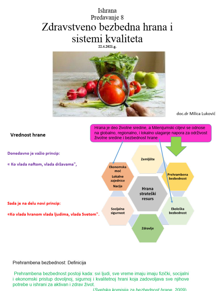 Predavanje 8-Bezbednost Hrane | PDF