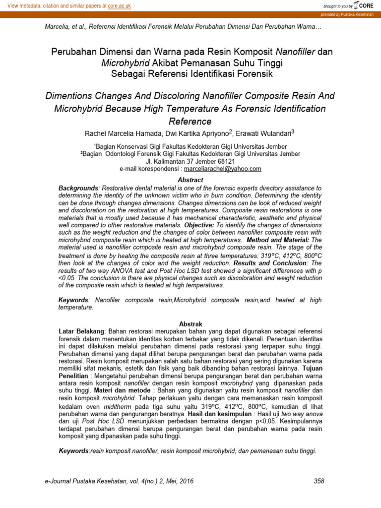 Perubahan Dimensi Dan Warna Pada Resin K | PDF