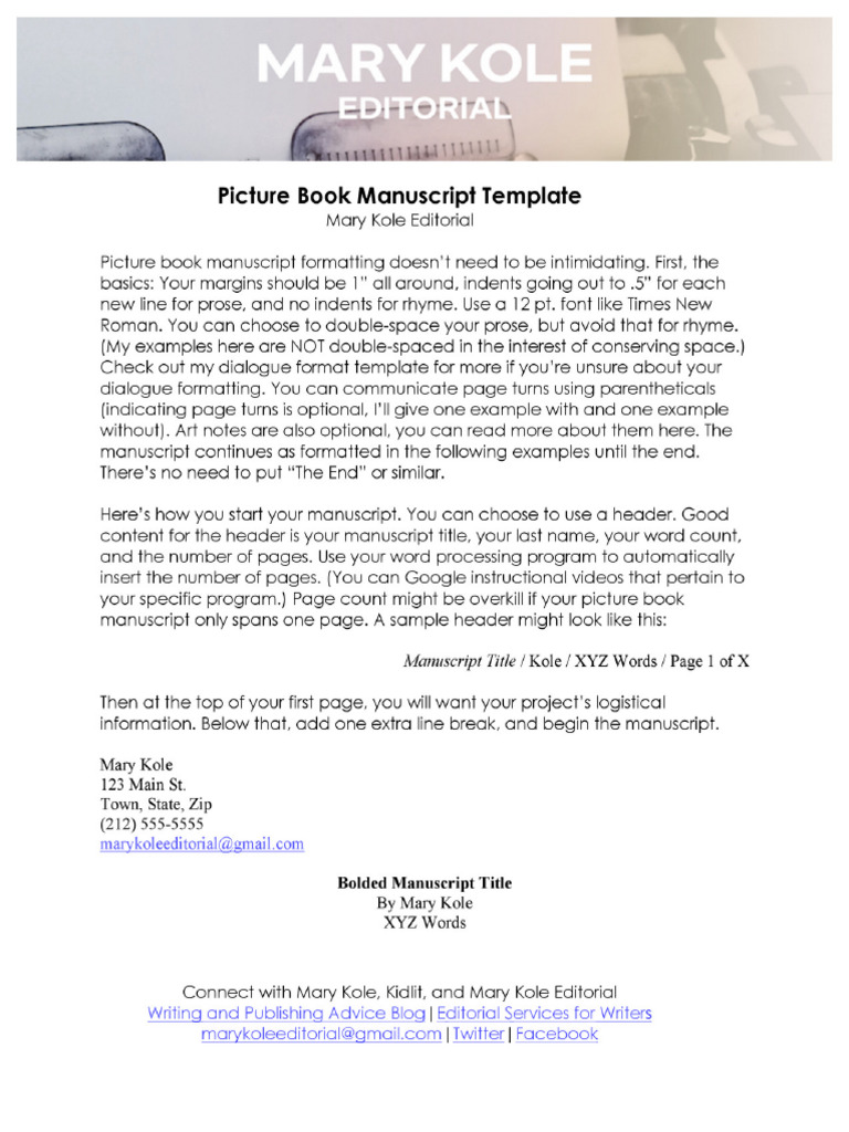 Picture Book Manuscript Format | PDF