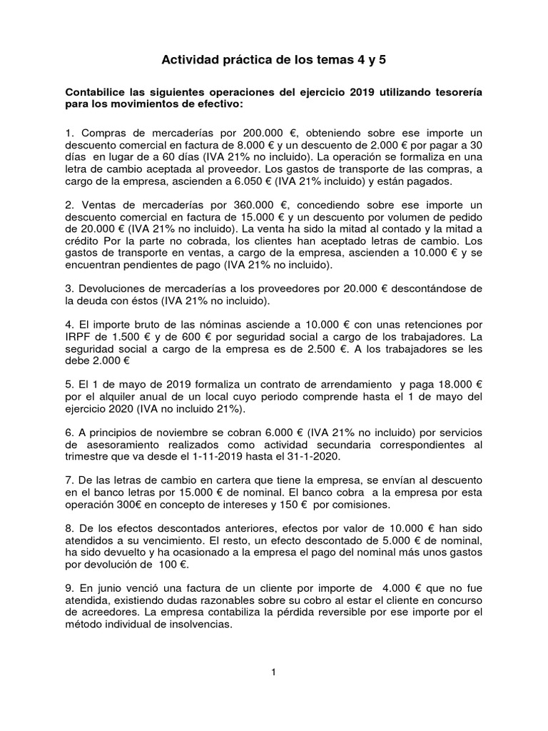Actividad Práctica Temas 4 y 5. Enunciado | PDF | Factura | Economias