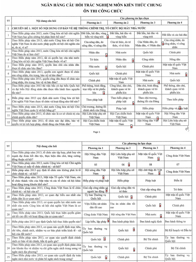 539 Cau Hoi Trac Nghiem Va Dap An Mon Kien Thuc Chung On Thi Cong Chuc | PDF
