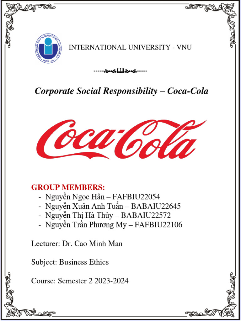 Coca-Cola CSR | PDF | Corporate Social Responsibility | Sustainability