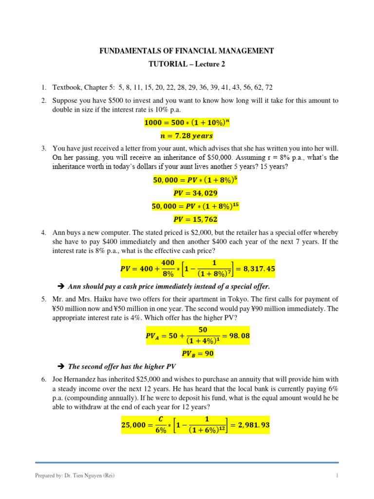 Solution TVM Bonus | PDF | Interest | Present Value