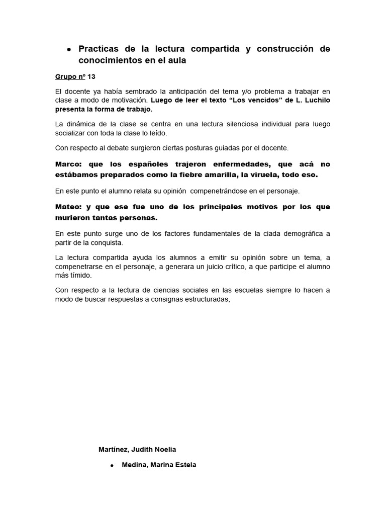 Practicas de La Lectura Compartida y Construcción de Conocimientos en ...