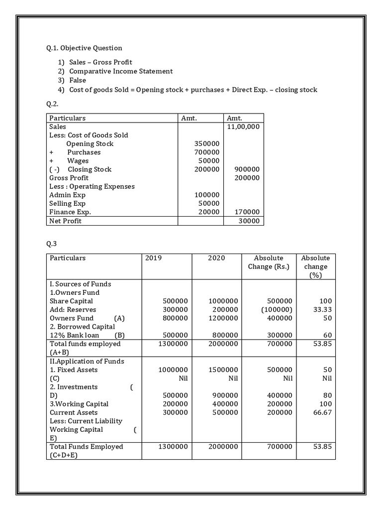 Question Paper Solution 1 | PDF | Stocks | Loans