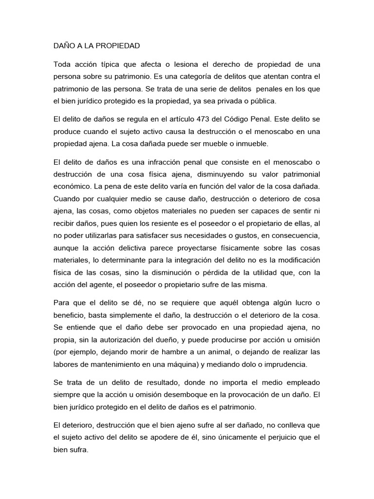DAÑO A LA PROPIEDAD | PDF | Propiedad | Bienes (Ley)