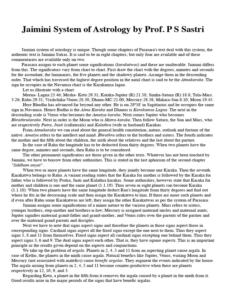 Jaimini System of Astrology by Prof. P S Sastri | PDF | Planets | Local ...