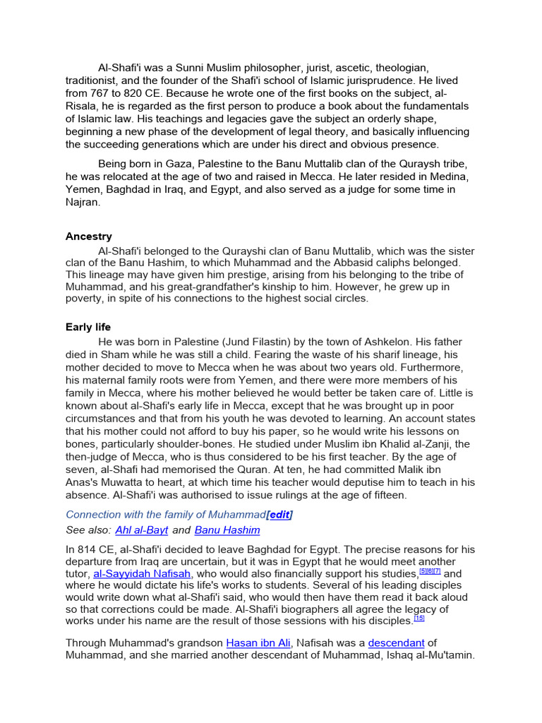 Imam Al-Shafi | PDF | Sharia | Abrahamic Religions