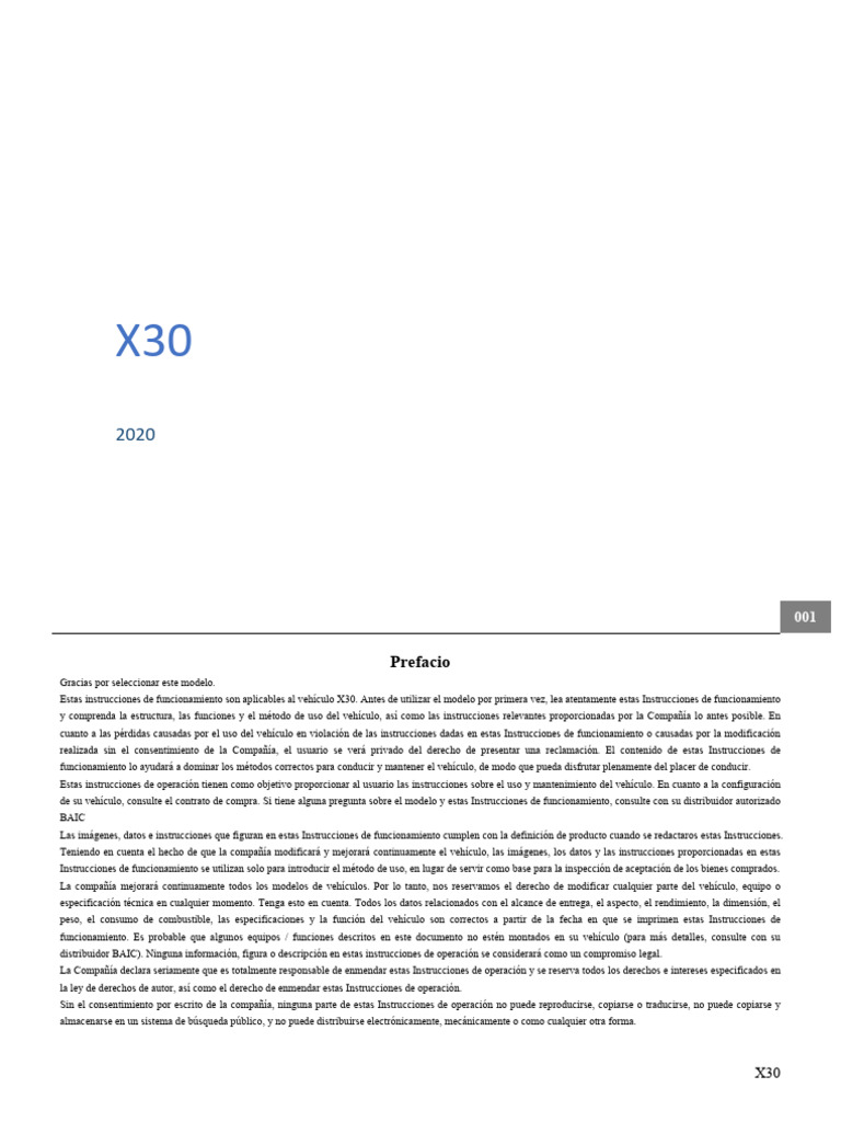 Manual Del Propietario BAIC X30 | PDF | Cinturón de seguridad | Airbag