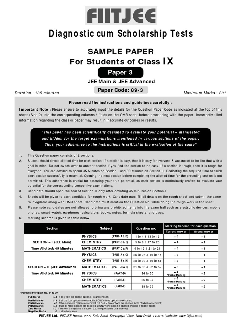 Dst-2425-Sample Paper-Class-Ix-P3-S&m | PDF | Interest | Force