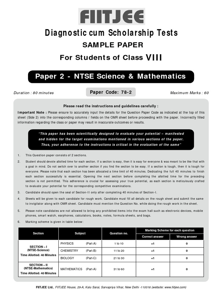 Dst-2425-Sample Paper-Class-Viii-P2-Ntse-S&m | PDF | Triangle ...