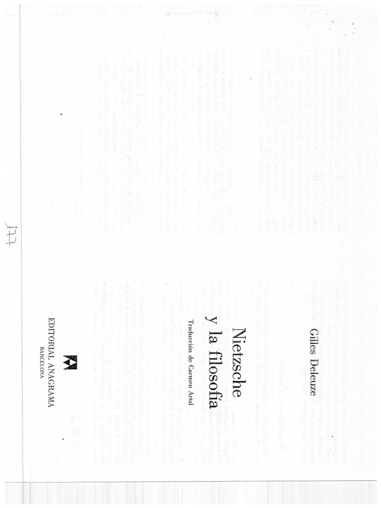 U3 12 Deleuze Gilles Nietzsche y La Filosofc3ada Ed Anagrama Barcelona Seleccic3b3n de Textos | PDF