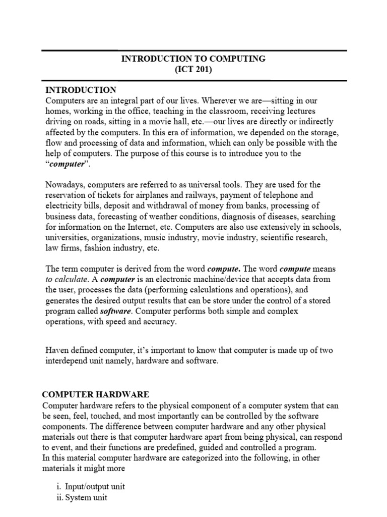 Ict 201 | PDF | Computer Data Storage | Operating System