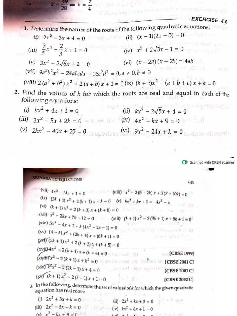 10th Maths Quadratic Equations Extra Ques | PDF
