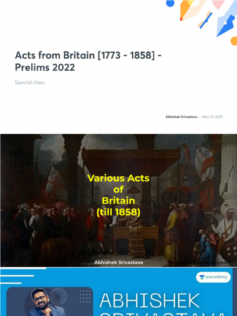 Acts From Britain 1773 1858 Prelims 2022 No Anno | PDF
