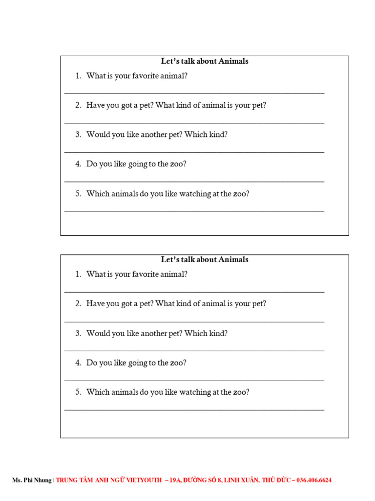 Movers Speaking - Animals | PDF