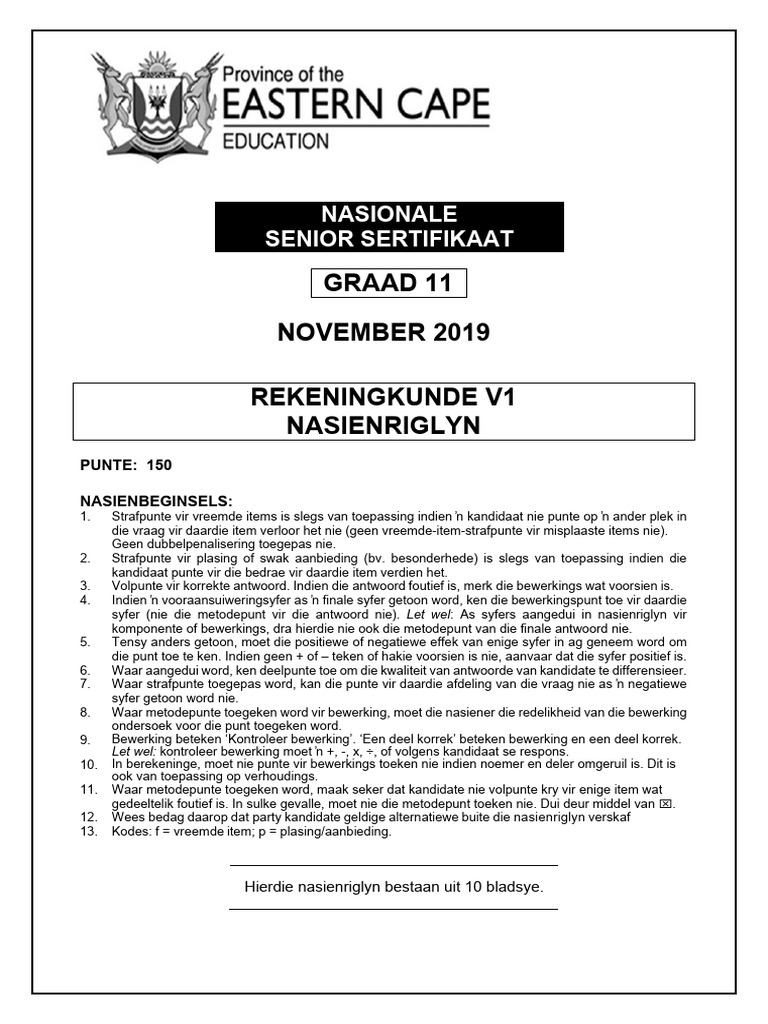 Accounting P1 GR11 Memo Nov 2019 - Afr D | PDF