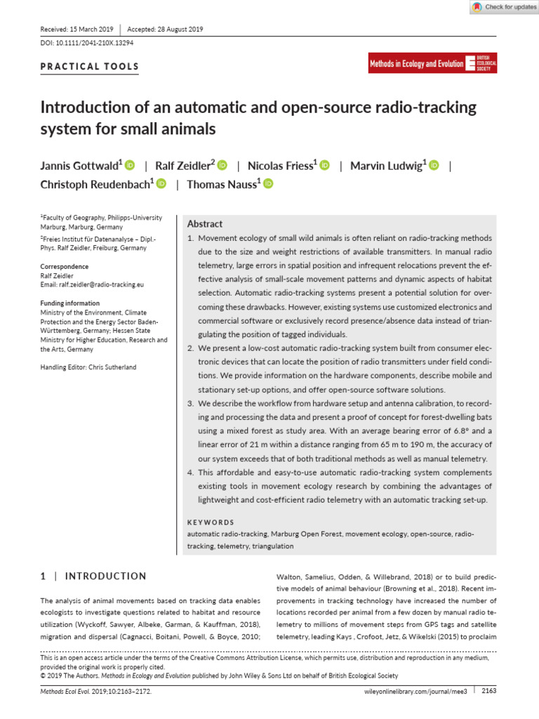 Methods Ecol Evol - 2019 - Gottwald - Introduction of An Automatic and Open Source Radio ...