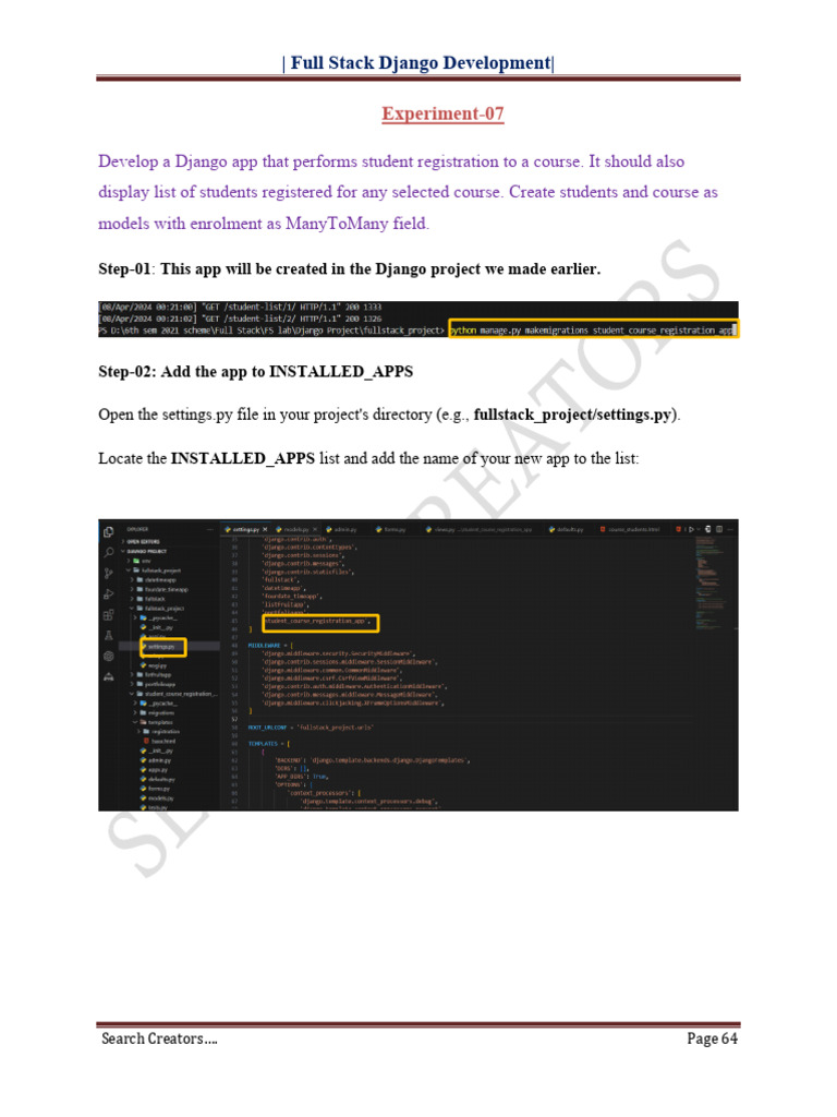 Experiment-07 Full Stack Django Search Creators | PDF | Software Engineering | Web Software