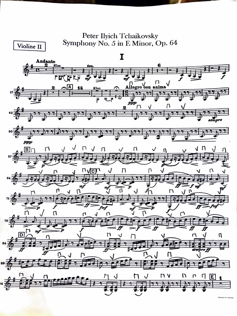 Tchaikovsky 5 - Violino 2 (Arcadas) | PDF