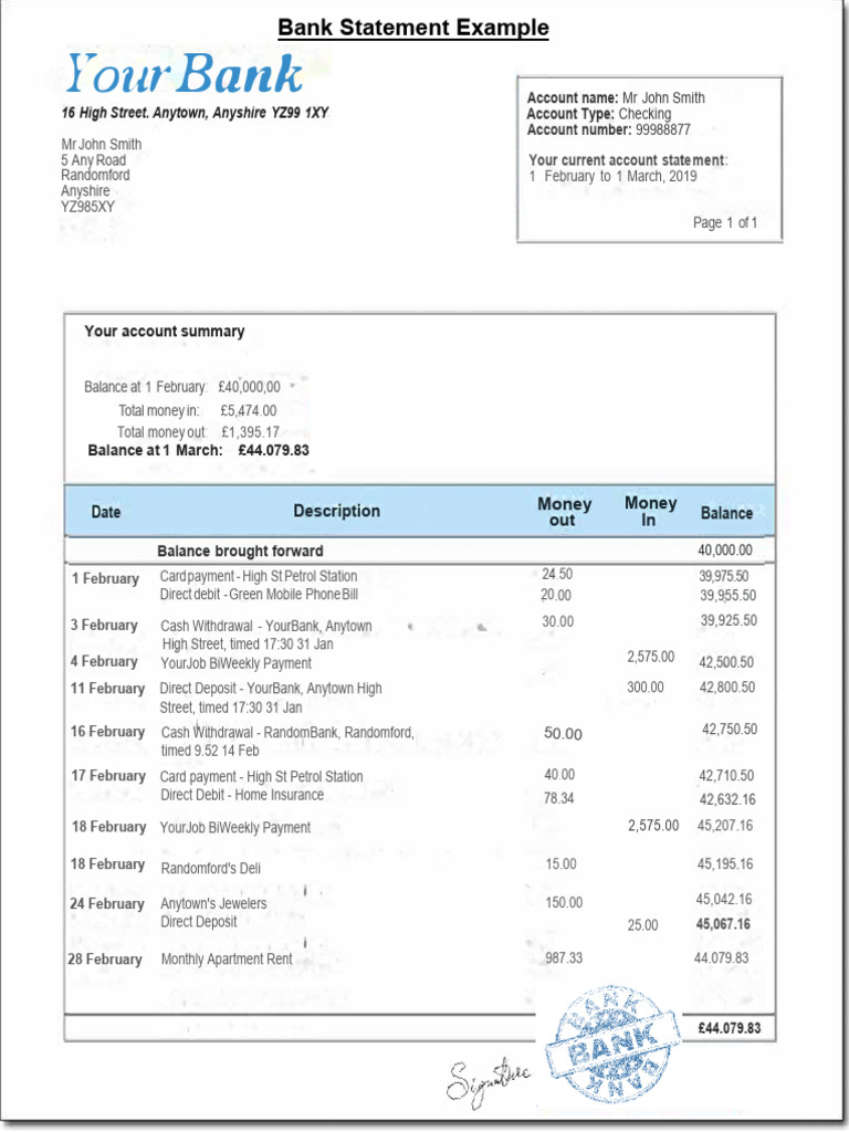 Bank Statement Example Final | Download Free PDF | Transaction Account ...