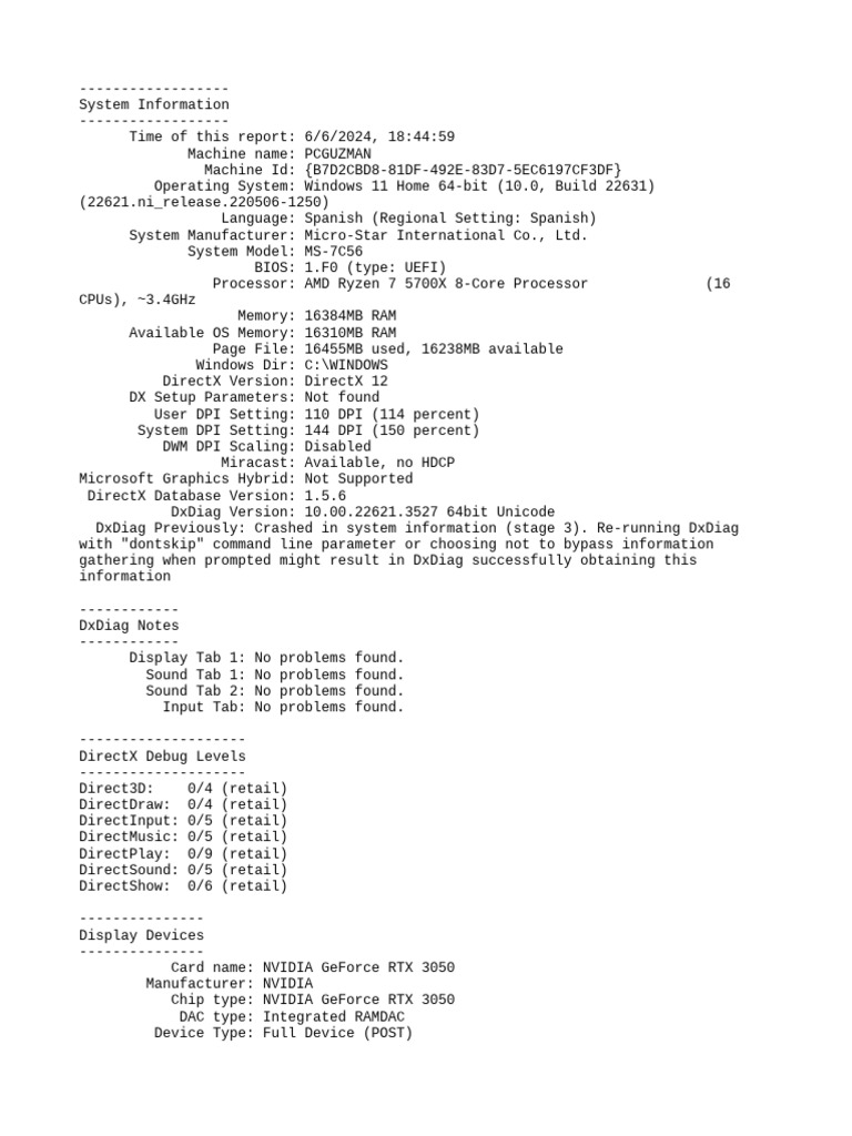 DX Diag | PDF | Device Driver | Codec