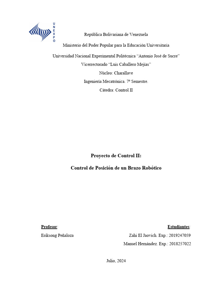 Control de Posición en Brazo Robótico | PDF | Rotación | Robot