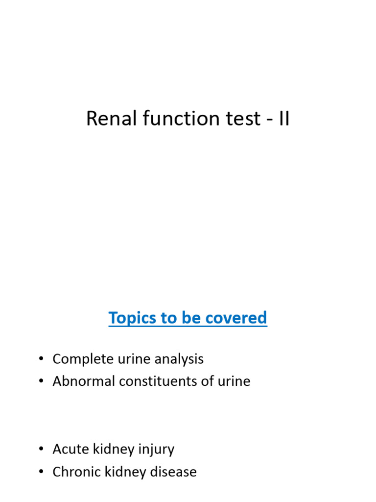 Renal Function Tests 2-25459 | PDF | Chronic Kidney Disease | Kidney