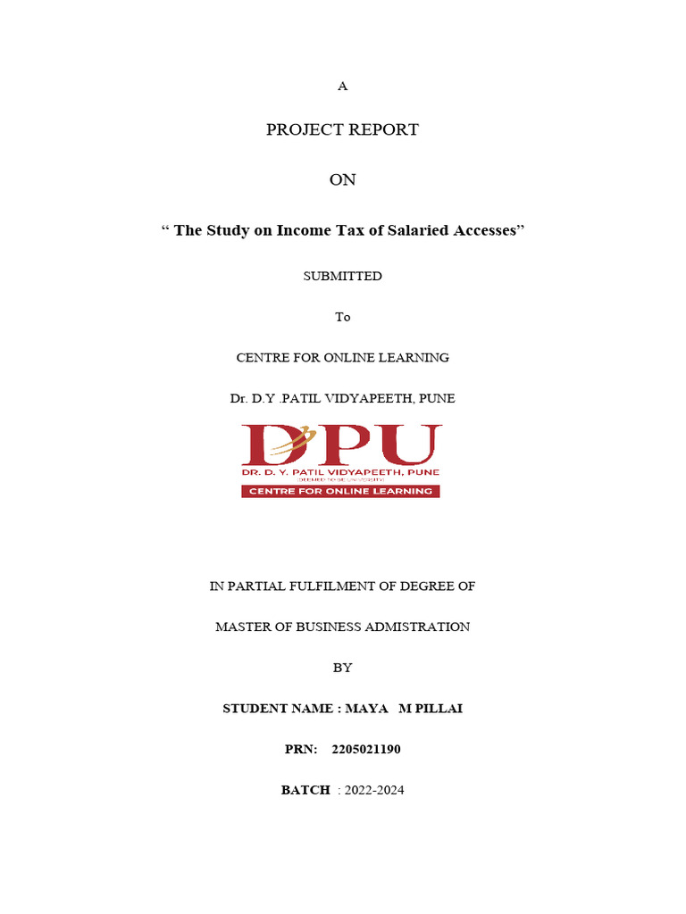 Project - Maya Pillai.......... | PDF | Taxes | Income Tax