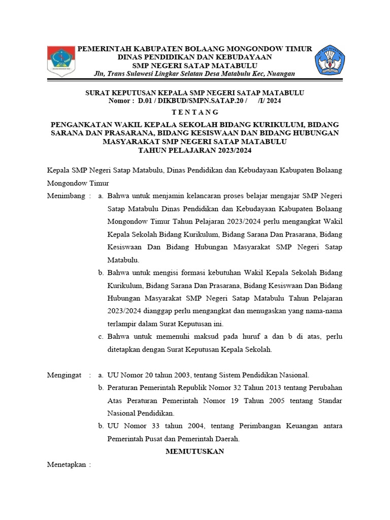 SK Wakil Kepala Sekolah | PDF