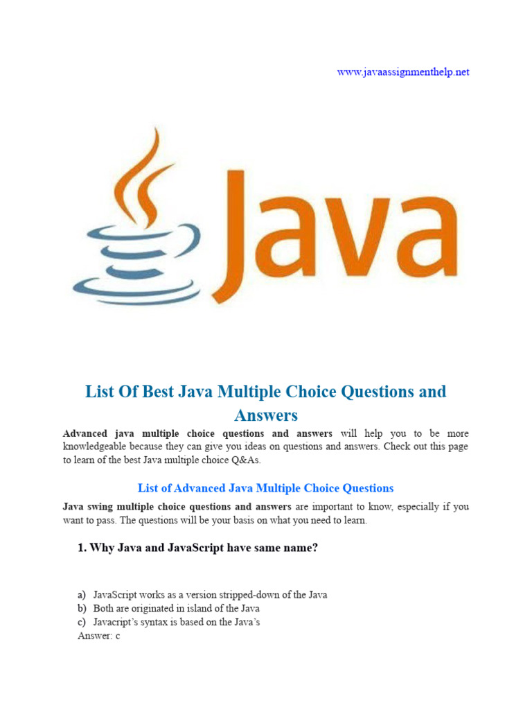 Best MCQ JAVA | PDF | Java Script | Dynamic Web Page Best MCQ JAVA | PDF | Java Script | Dynamic Web Page