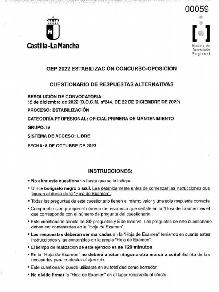 EXAMEN OF.1 MANT. C.L.M. 2022 | PDF