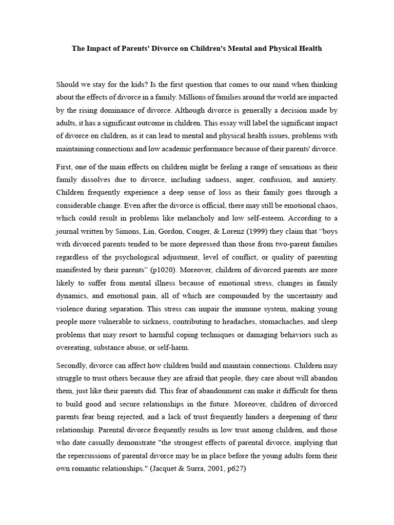 Cause and Effect Essay | PDF | Divorce | Depression (Mood)