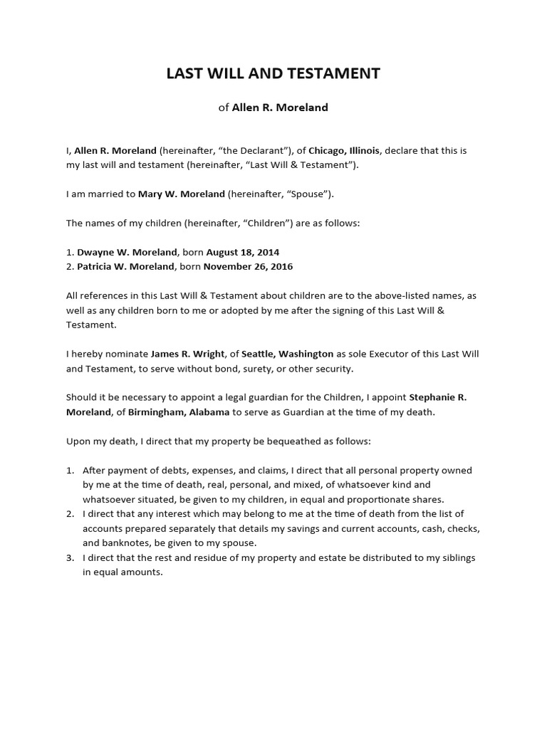 Simple Legal Will Template | PDF | Politics