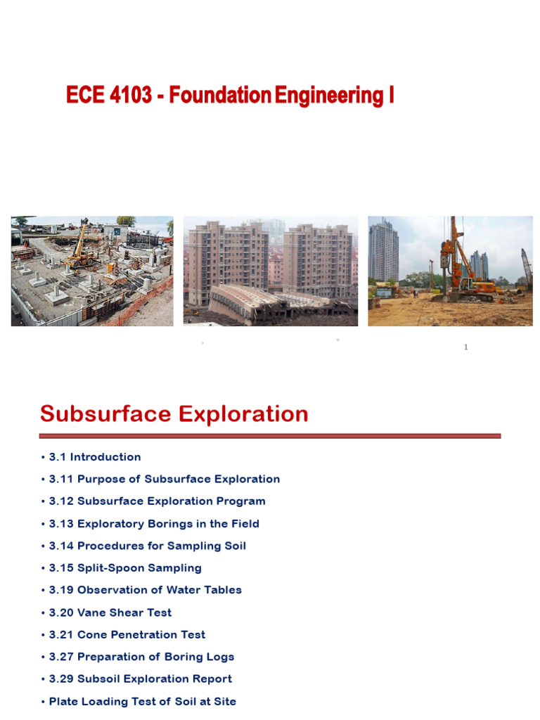 Subsurface Exploration Foundation Eng I | PDF | Foundation (Engineering ...
