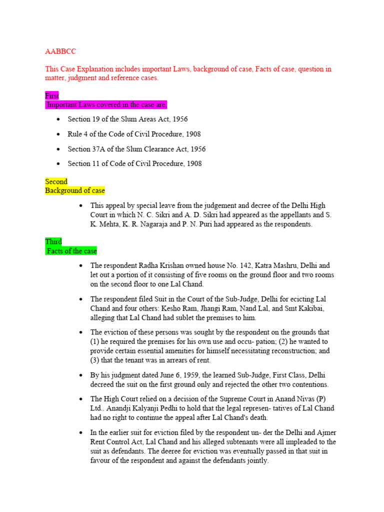 Aabbcc This Case Explanation Includes Important Laws, Background of ...