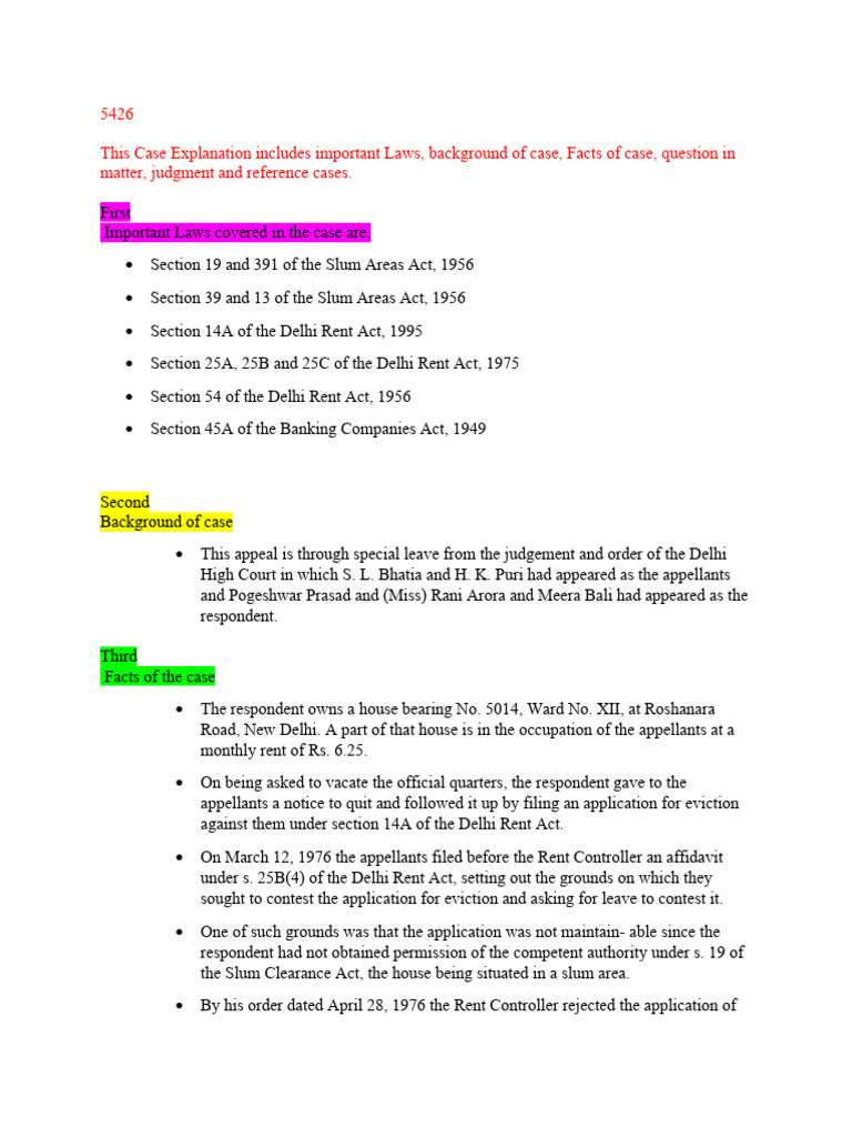 5426 This Case Explanation Includes Important Laws, Background of Case ...