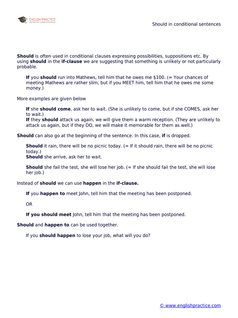 Should in Conditional Sentences | PDF | Language Arts & Discipline