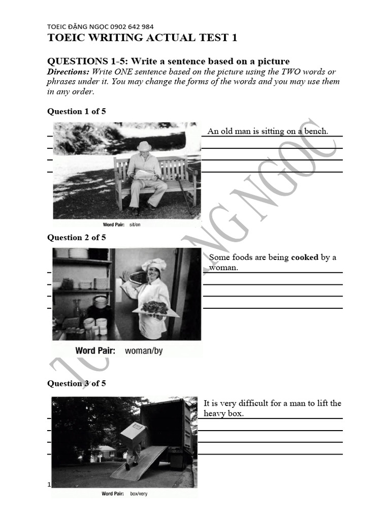 TOEIC Writing Test Sample Questions | PDF | Knowledge | Experience