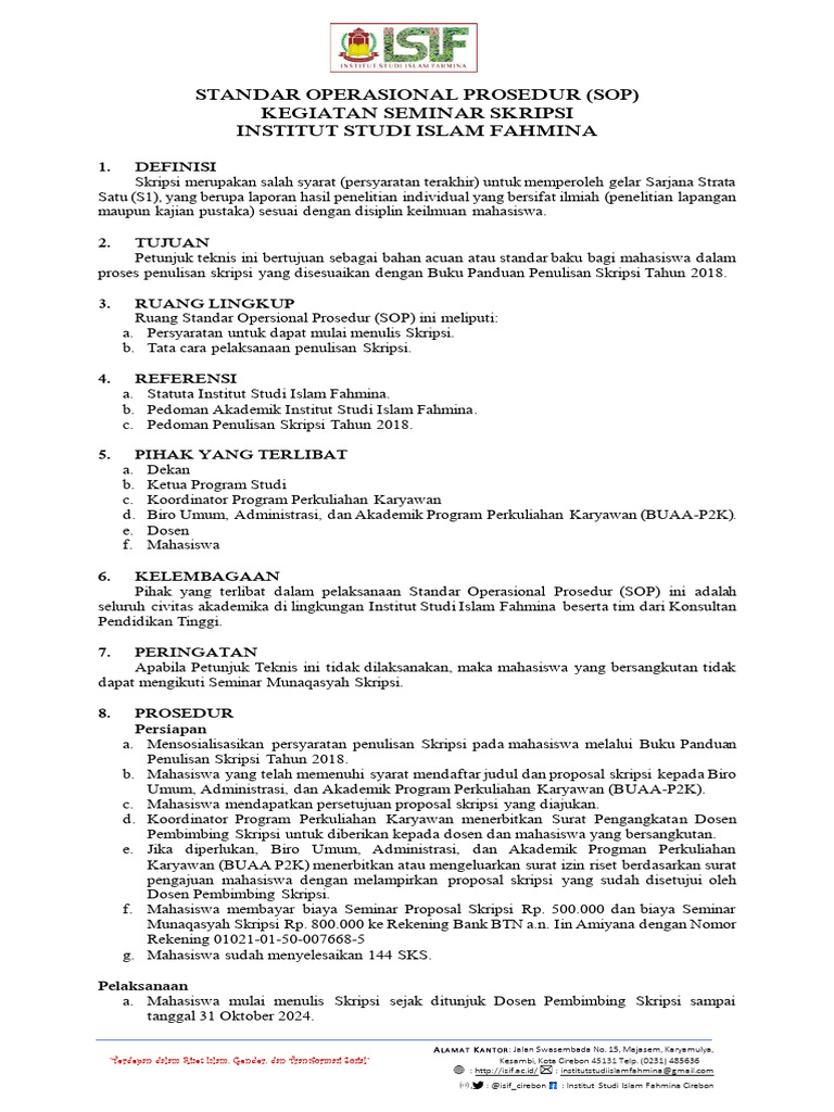 SOP Penulisan Skripsi ISIF Cirebon | PDF | Seni