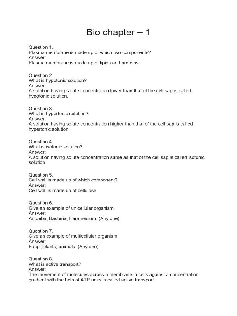 Bio Chapter 1 | PDF | Cell (Biology) | Lysosome