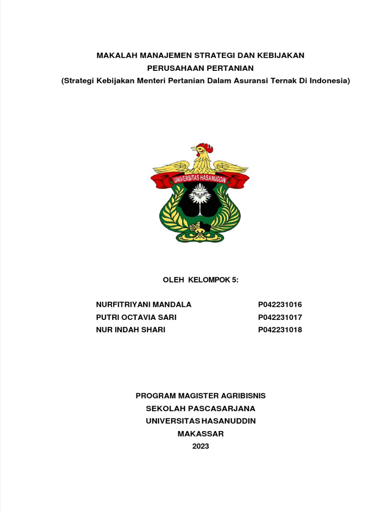Klp 5 Manajemen Strategi Dan Kebijakan Perusahaan Pertanian Pdf
