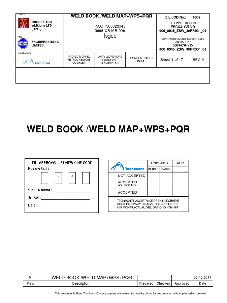 Weld Book for Dahej Project | PDF | Technology & Engineering