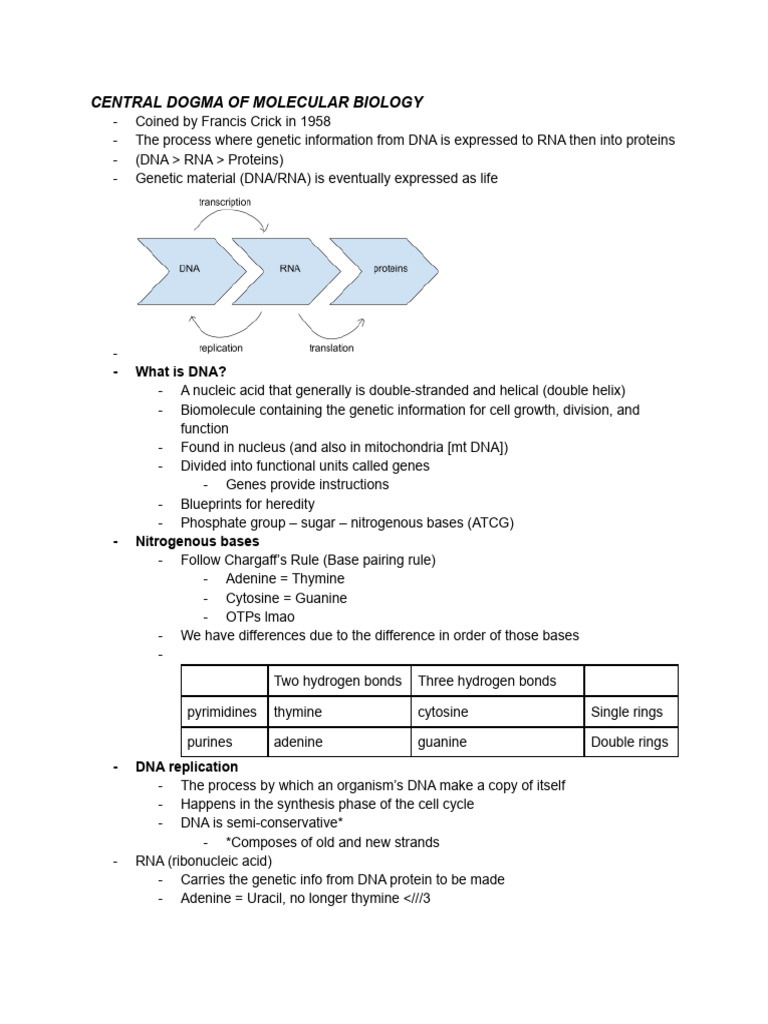 Central Dogma of Molecular Biology | PDF | Rna | Dna