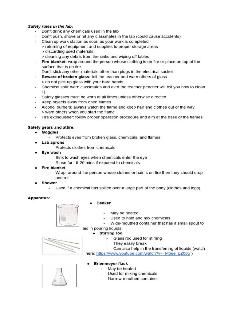 Lab Apparatus Notes | PDF | Water | Liquids